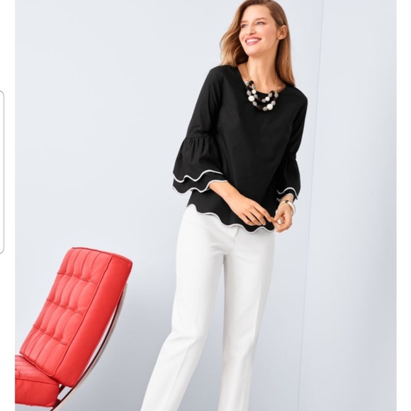 Talbots | Tops | Talbots Black Top Wembroidered Scallopedge | Poshmark